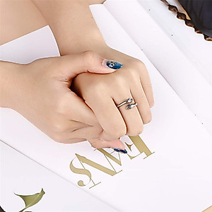 INRENG Unisex Stainless Steel Hands Embrace Open Couples Wedding Ring Romantic Love Hug Jewelry, Silver Size 6