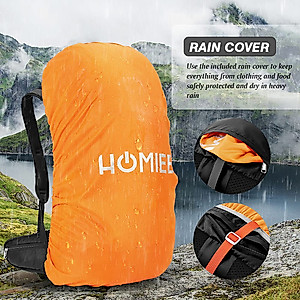 HOMIEE 50L Hiking Backpack Travel Backpack Waterproof Daypack Outdoor Camping Climbing Backpack with Rain Cover