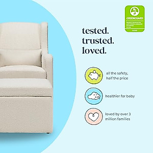 Carter's by DaVinci Adrian Swivel Glider with Storage Ottoman in Ivory Boucle, Greenguard Gold & CertiPUR-US Certified