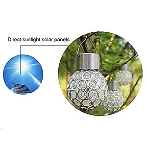 Nuxn 2 pcs Solar Hanging Ball Lights Crackle Globe Lights 7 Colour Changing Solar Powered LED Garden Decoration Lights Waterproof Solar Outdoor Lights for Parties Decorations, Christmas