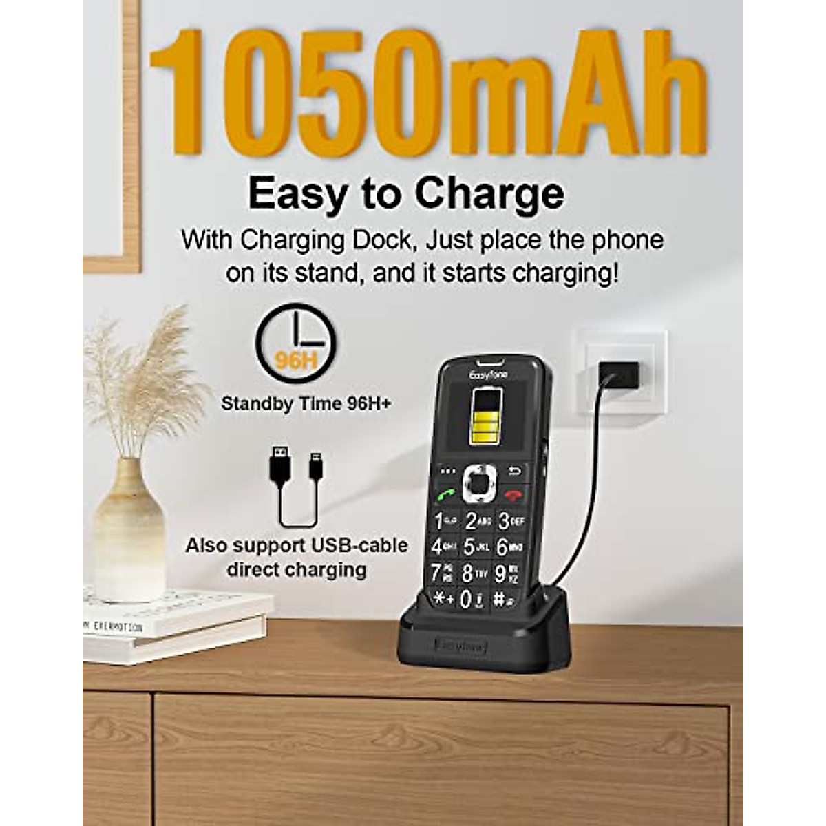 Easyfone Prime-A6 4G Unlocked Feature Cell Phone, Easy-to-Use Clear ...