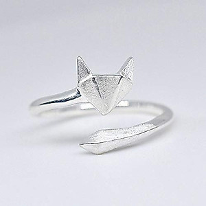Fox Ring Sterling Silver 925 Ring For Wife Friends Stackable Rings Thumb Finger Rings Animal Jewelry