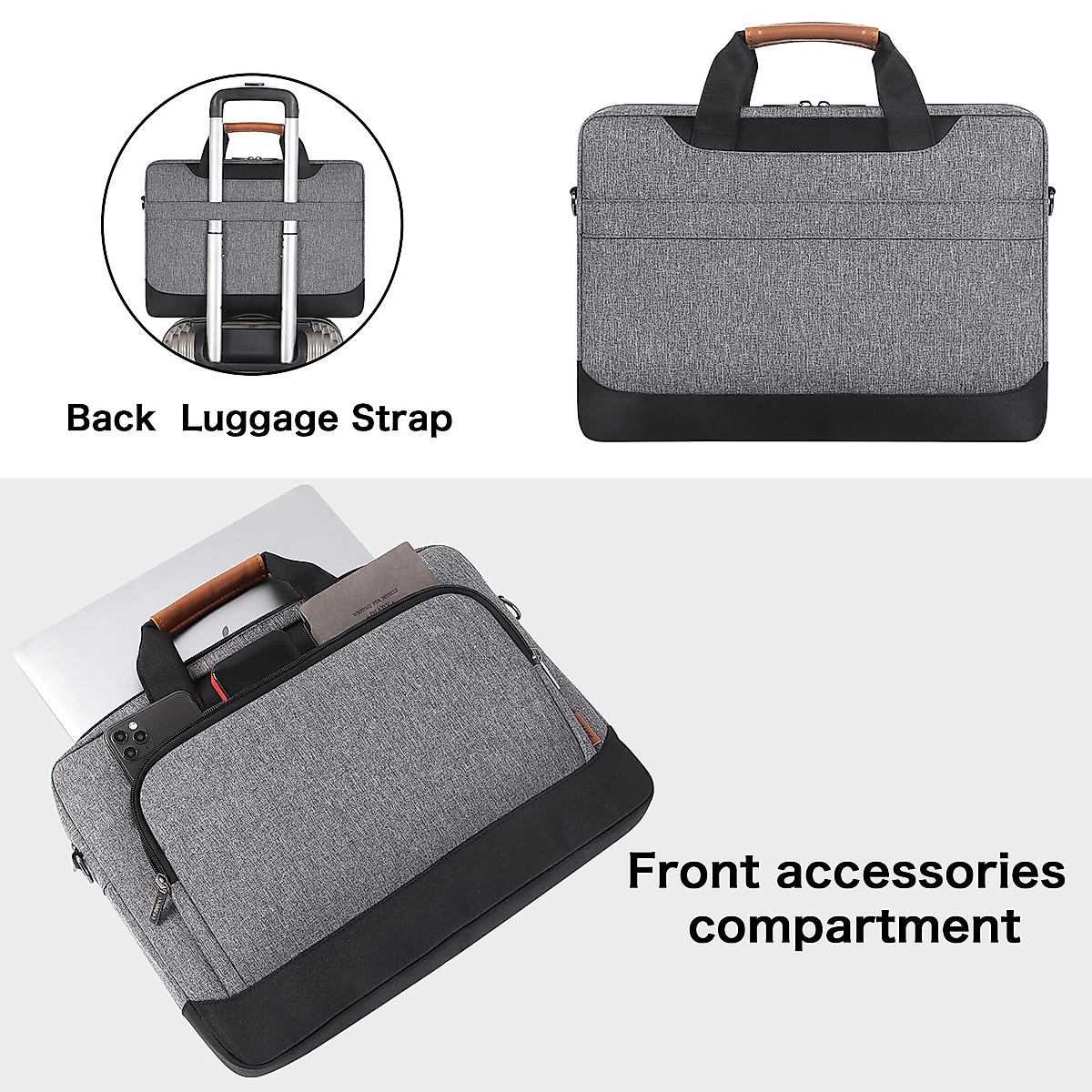 DOMISO 17-17.3 Inch Laptop Sleeve Business Briefcase Laptop Shoulder Bag Compatible with 17" Laptops/17.3" HP Pavilion 17/MSI GS73VR Stealth Pro/Dell Inspiron 17/Acer/ASUS,Grey