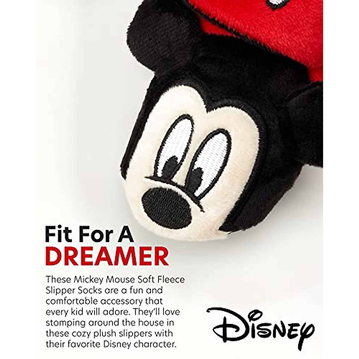 Disney Baby Boys' Mickey Mouse Booties - Soft Fleece Slipper Socks (Newborn/Infant), Size 12-18 Months, Mickey