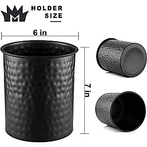 Monarch Abode Kitchen Utensil Holder, Hand Hammered Caddy, Kitchen Organization for Utensils, Crock for Cooking Utensils, Black, Large, 19177
