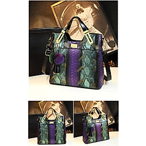 Shirt Luv Large Women's Top Handle Satchel Handbags Leather Chain Bag Purses Serpentine Tassel Shoulder Messenger Bags (Purple)