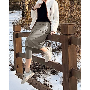 Aurgelmir Womens Tennis Skirt with Capris Leggings Golf Knee Length Skorts Athletic Long Skirts for Women with Pockets Grey