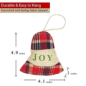 OWUYUXI 16 Pcs Burlap Christmas Ornaments 2020 Set, Funny Unique Mini Christmas Tree Ornaments Bulk, Rustic Christmas Decorations Clearance Decor, Small Red Plaid Christmas Stockings/Ball/Tree/Bell