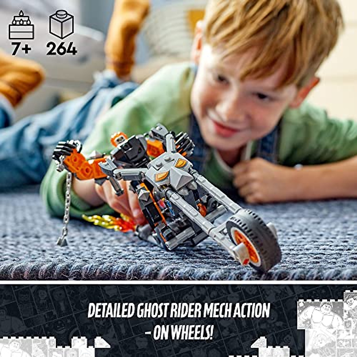 LEGO Marvel Ghost Rider Mech & Bike 76245, Buildable Motorbike Toy with Movable Action Figure, Super Hero Building Set, Gift for Kids, Boys and Girls 7 plus Years Old