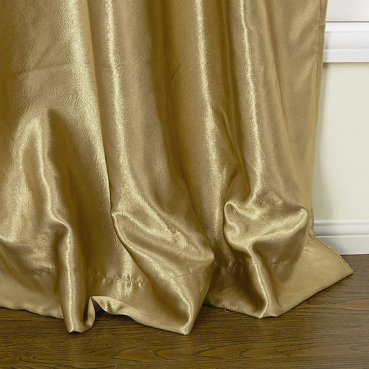 KoTing Gorgeous Solid Blackout Golden Curtain Drape for Bedroom 1 Panel Grommet Top (1Panel 50Wx84 L)