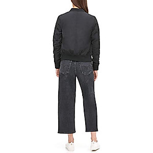 Levi's Women's Poly Bomber Jacket with Contrast Zipper Pockets, Black, Small