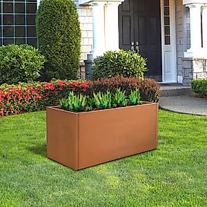 GZGNEEVL Corten Steel Planter Box Metal Outdoor Large Rectangular Rustic Durable Antique Detached for Commercial Residential Patio Deck and Backyard 36" x 12" x 16"