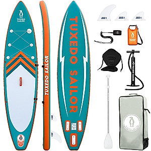 Tuxedo Sailor Inflatable 11'×30"×6" Ultra-Light SUP for All Skill Levels Everything Included with Stand Up Paddle Board, Adj Paddle, Pump, ISUP Travel Backpack, Leash 10L Waterproof Bag