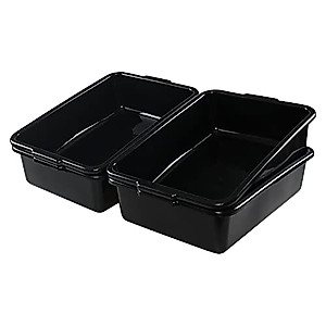 Cinkyou 13L 4-Pack Commercial Bus Tub, Plastic Bus Box, Black