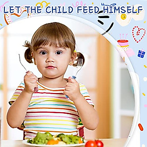 9 Pieces Stainless Steel Toddler Forks, Baby Forks, Kids Forks, for Self Feeding Metal Forks Boys Girls Small Training Forks for Children Cutlery Forks with Round Handle Safe Flatware