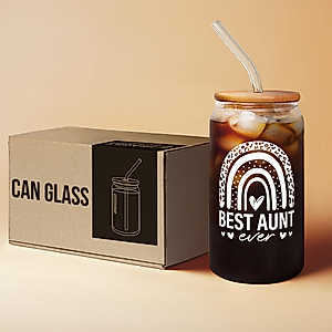 Aunt Gifts - Aunt Gifts from Niece, Nephew - Gifts for Aunt, Auntie Gifts - Aunt Birthday Gift, Mothers Day Gifts for Aunt, Aunt Valentine Gifts - Gifts for New Aunt, To Be Aunt - 16 Oz Can Glass