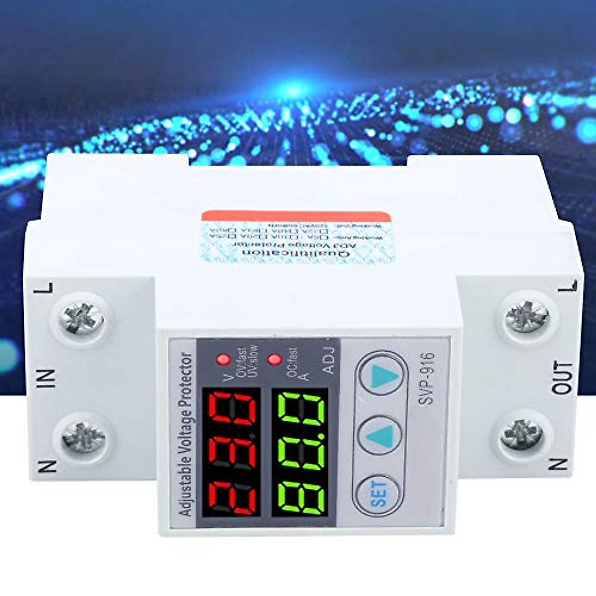 SVP‑916 100‑130VAC Adjustable Over and Under Voltage Protector Plastic Delay Reset Protector Voltage Protective Device(40A)