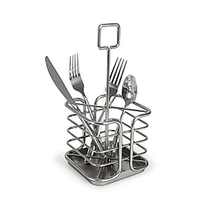 Spectrum Diversified Euro Silverware Caddy Flatware Utensil Organizer Stand Holder, Satin Nickel