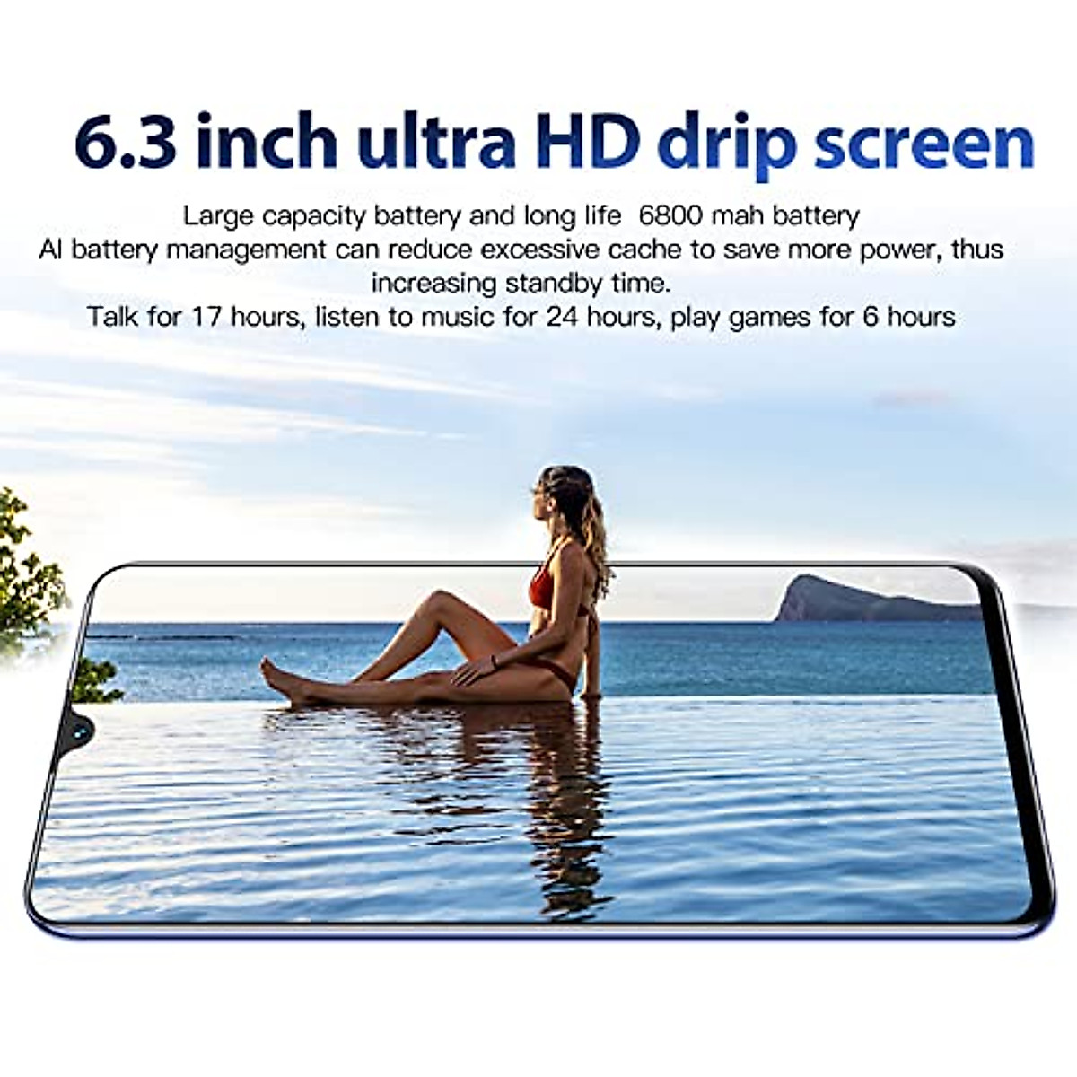 ASHATA S22 Ultra Unlocked Android Smartphone Cellphone, 6.3 inch FHD Face Unlock, 2G 3G Net Mobile Phone, WiFi BT FM GPS, Dual SIM, 1GB RAM 8GB ROM, 2MP 5MP Camera, 2800mAh, Blue (US)