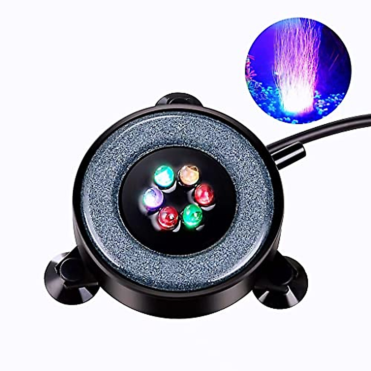 Goehiaul Aquarium Air Bubble LED Light Aquarium Air Stone Disk Kit Fish Tank Air Bubbler Decoration 6 Color Changing (Pump not Included)