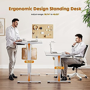 Electric Standing Desk with Drawer 40 x 24 Inch Stand up Desk with Storage Height Adjustable Desk Sit Stand Desk White Frame/White Top Ergonomic Rising Desk Computer Workstation for Office