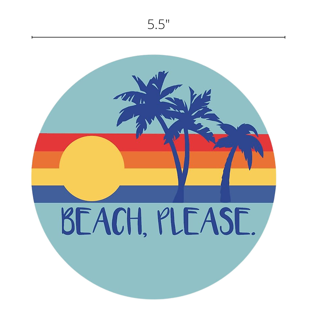 Beach Please Cute Tropical Magnet, Magnetic Decals for Cars, Mailbox, Locker, Classroom, or Fridge, 5.5 Inches