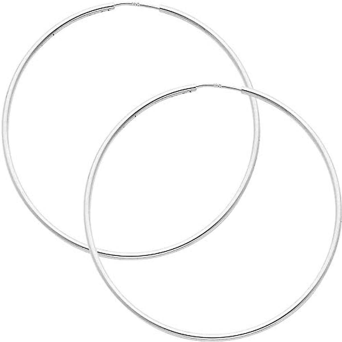 14k REAL White Gold 1.5mm Thickness Endless Hoop Earrings (55 x 55 mm)
