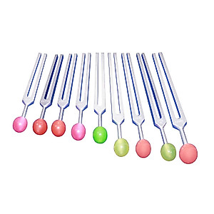 Radical Solfeggio Tuning Fork Set - 9 Tuning Forks Perfect for DNA Healing w Chakra Color Rubber Balls and Wood Hammer Mallet, Sound Therapy,(174 Hz, 285 Hz, 396 Hz, 417 Hz, 528 Hz, 639 Hz etc)