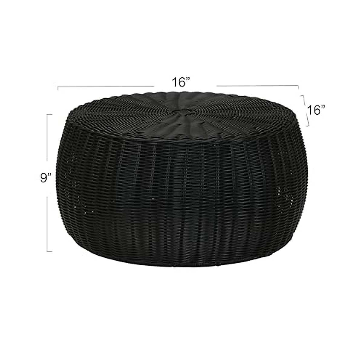 Household Essentials Handwoven Resin Storage Stool Ottoman, Black