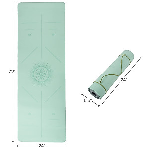 Yoga Mat with Alignment Marks - Lightweight Exercise Mat with Carry Strap for Home Workout or Travel by Wakeman Outdoors (Mint and Black)