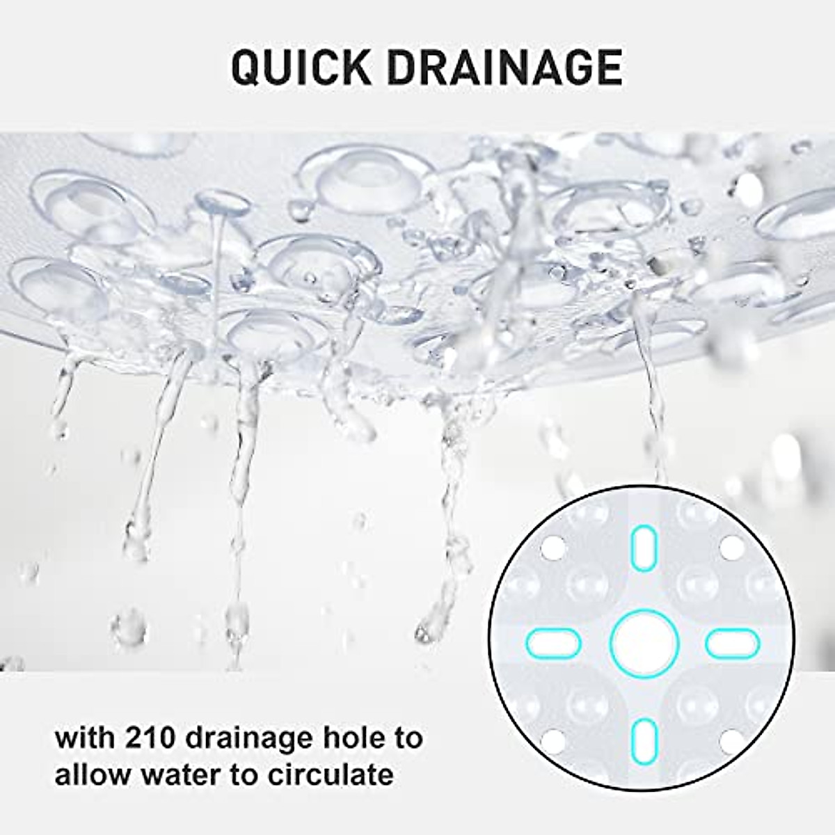 XIYUNTE Large Square Shower Mat Non Slip - 27x27inch Shower Mats for Showers Anti Slip - Square Shower Stall Mat for Shower Floors | Secure Suction Cups and Drain Holes - Machine Washable - Clear