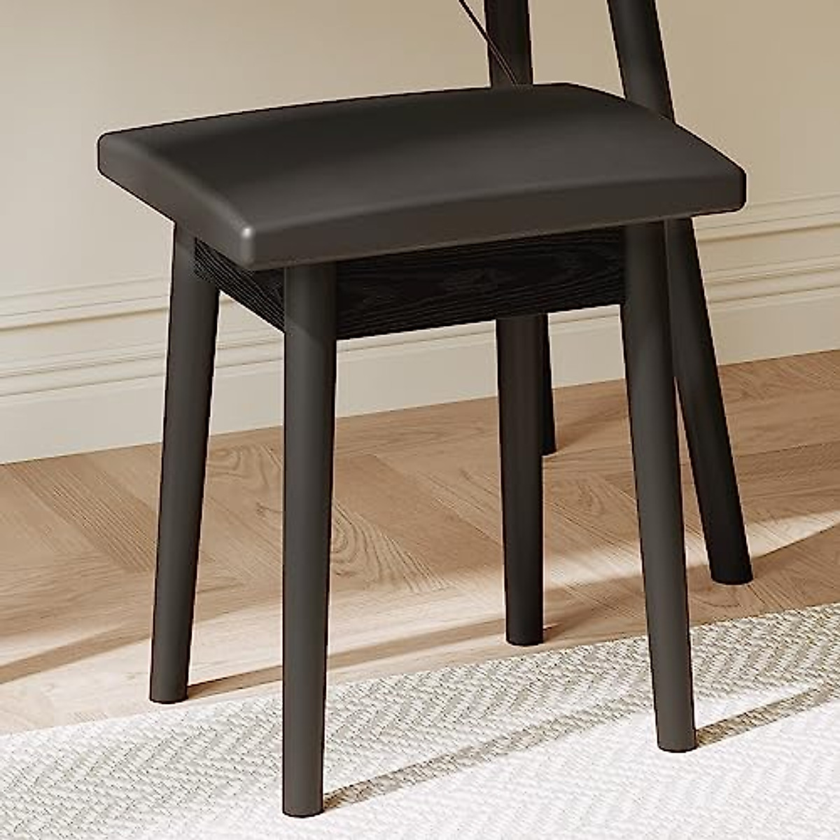 IRONCK Vanity Desk Set with LED Lighted Mirror & Power Outlet, Flip Top Makeup Vanity Table with Drawers,for Bedroom,Black