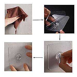 LAJAR 10Pcs Adhesive Wall Mount Screw Hooks , No-Trace Sticker Screw Hanging Nails for Bathroom Kitchen Shower Room (6mm)