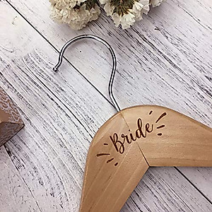 Thefirstcabin Wedding Hangers for Bride, Bridal Wedding Gift, Rustic Wood Dress Hangers (Bride)