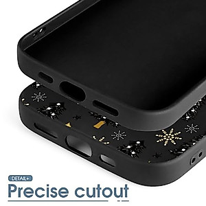 Niapessel Compatible with iPhone 15 Pro Max Case Christmas Tree Golden Black Print Shockproof Protective Phone Cases Slim Thin Cover TPU for Women Men Boys Girls