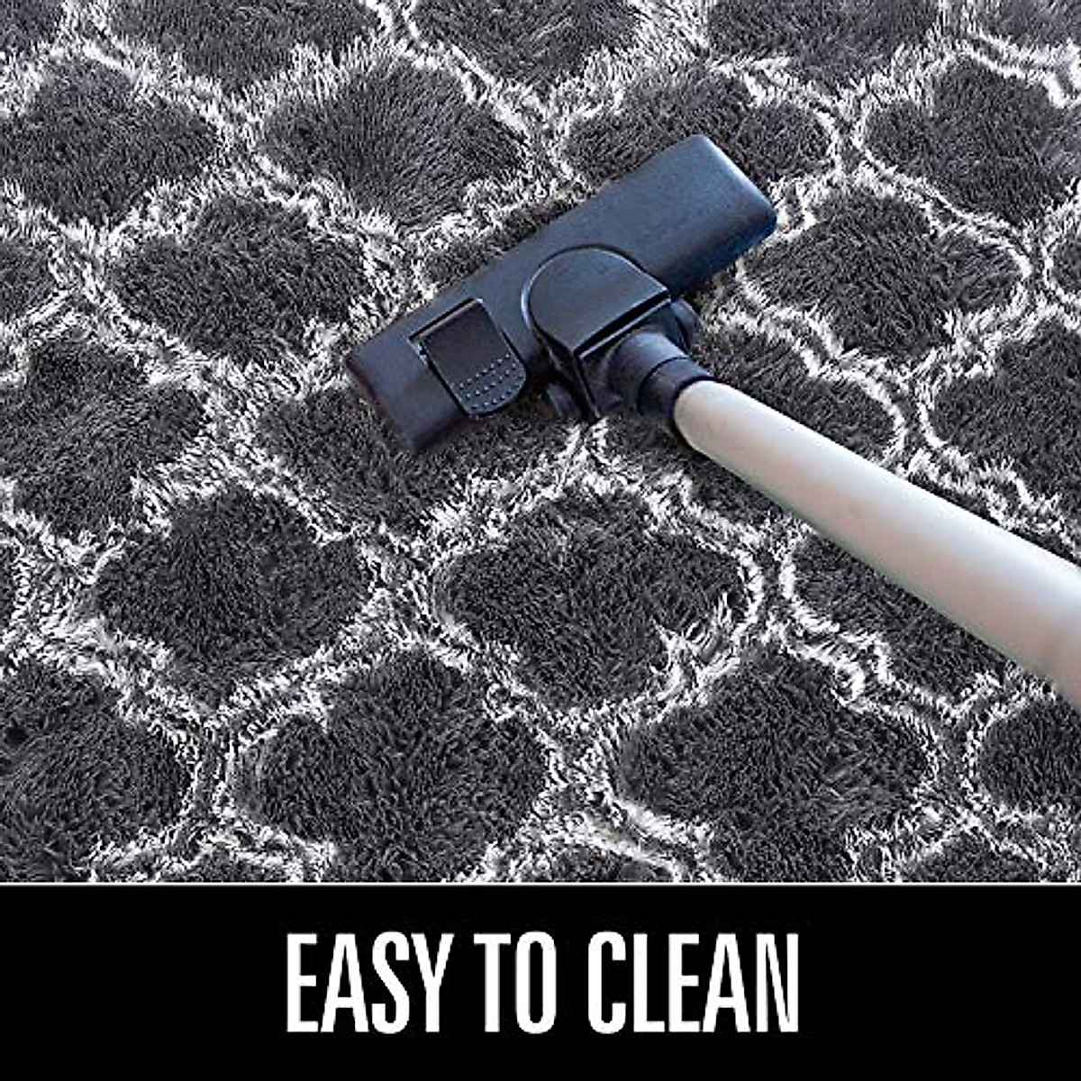 LOCHAS Luxury Shag Area Rug Modern Indoor Plush Fluffy Rugs, Extra Soft and Comfy Carpet, Geometric Moroccan Rugs for Bedroom Living Room Girls Kids Nursery, 5x8 Feet Dark Grey/White