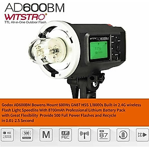 Godox AD600BM Bowens Mount 600Ws GN87 HSS Outdoor Flash Strobe Light with 2.4G Wireless X System, 8700mAh Battery, W/Godox CB-09 Carrying Bag and Godox PB-600 Portable Flash Bag