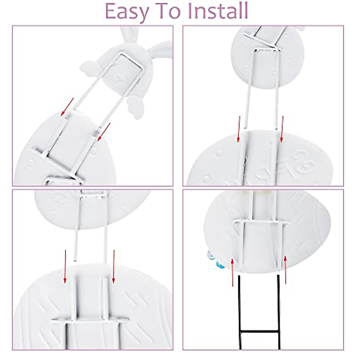 Brwoynn Easter Decorations, Set of 2 Easter Yard Signs, Metal Stakes Easter Day Outdoor Decorations, Easter Bunny Egg Decor for Easter Outside Lawn Decorations