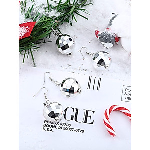 Tatuo 2 Pairs of Disco Ball Earrings 60's or 70's Silver Disco Ball Earrings for Women