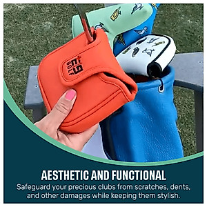 e9 golf Fore The Birds Square Putter Covers, Synthetic Leather Cover Waterproof Resistant, Golf Accessories for Men and Women, Universal Fit Putter Covers with 4 Color Options
