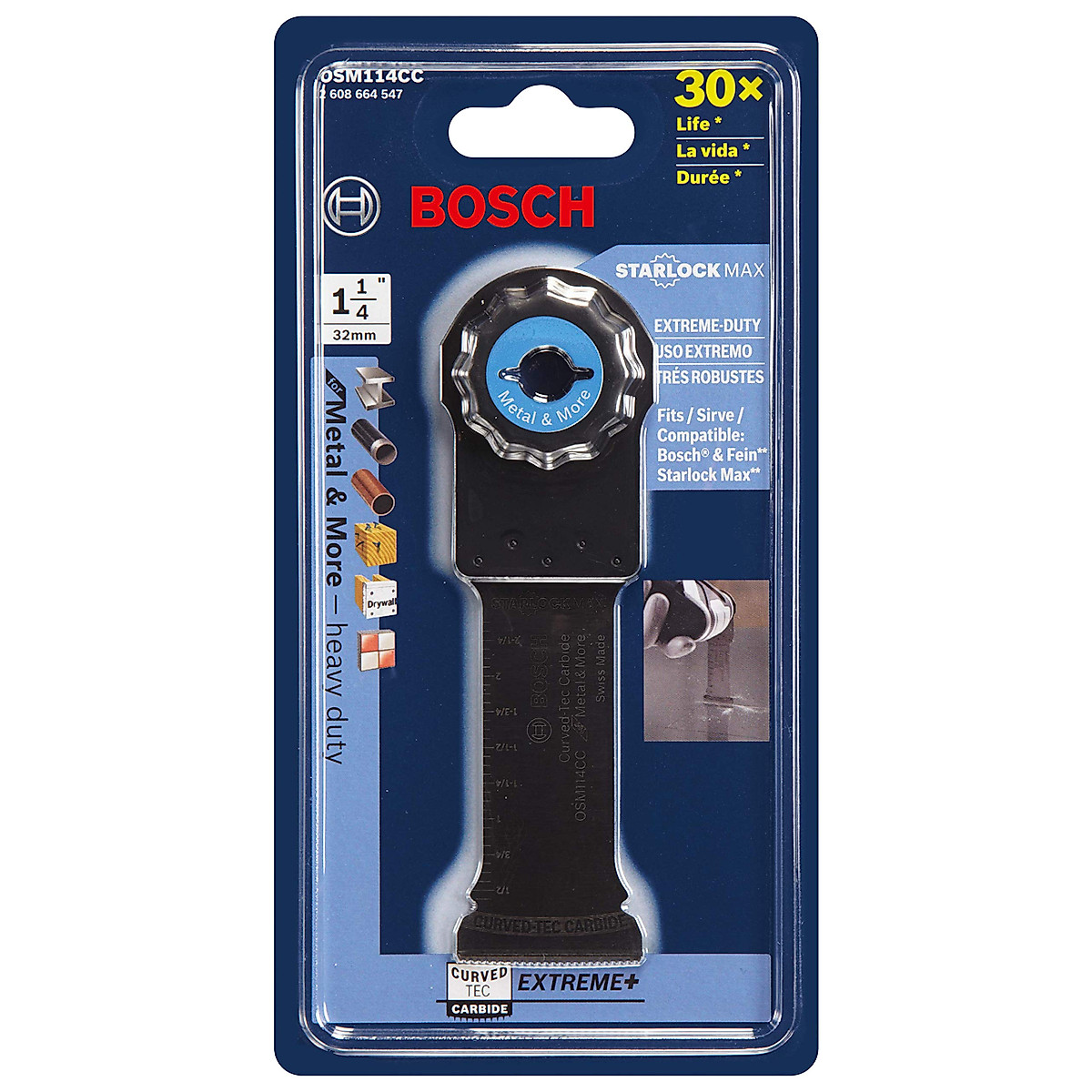 BOSCH OSM114CC 1-1/4 In. StarlockMax Oscillating Multi-Tool Curved-Tec Carbide Extreme Plunge Blade