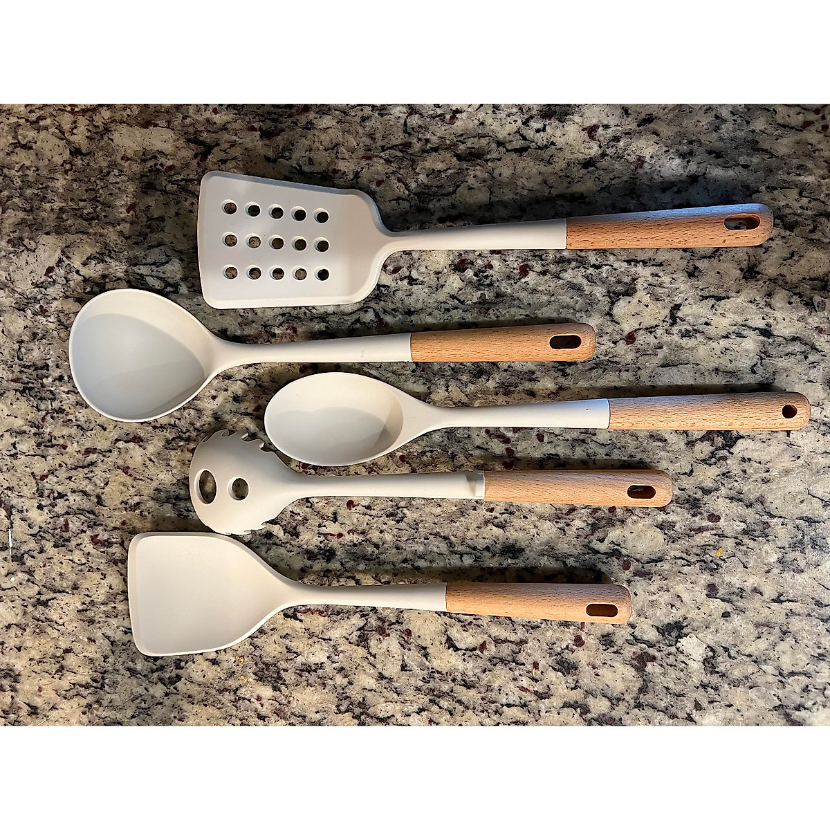 Silicone BPA-Free Cooking Utensils Set - Heat Resistant Silicone Kitchen Utensils with Beech Wooden Handles, Spatula Set, Kitchen Utensil Gadgets Sets for Non-Stick Cookware, Eco-Friendly