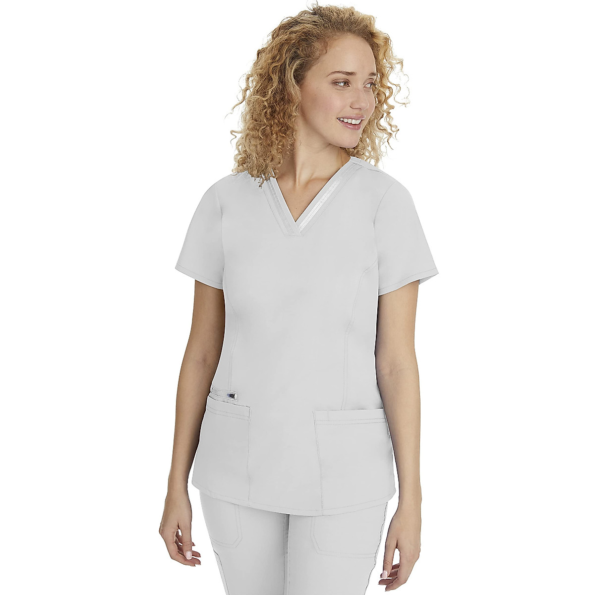 Healing Hands Scrub Top for Women with 3 Pockets and Easy Care, 2-Way Stretch Fabric 2278, M, White