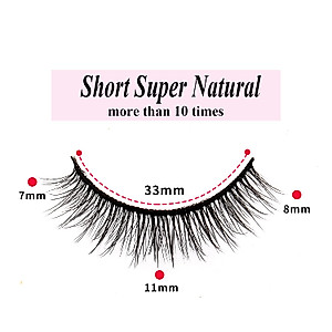 Short Eyelashes Natural Look 6D Wispy Mink Lashes 10 Pairs 100% Handmake Reusable Fake Eyelashe (Short-Natural_10pairs)
