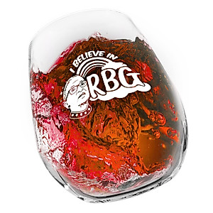 Set of 4 Ruth Bader Ginsburg Wine Glasses (15 oz) | Birthday Present for RBG Fan| Unique Patriotic Glassware Celebrating Women’s Rights | Funny & Humorous Feminist Gifts for Women | Made in USA