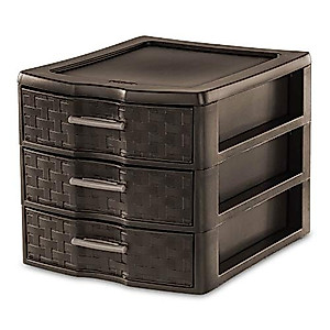Sterilite Medium Weave Craft Office Supplies 3 Drawer Storage Organizer (4 Pack)