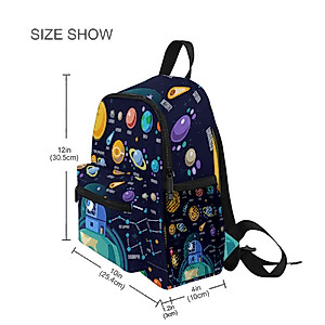 OREZI Universe Infographics Solar System Planets Kids Backpacks with Chest Clip,Toddler Schoolbag Preschool Bag Travel Bacpack for Little Boy Girl