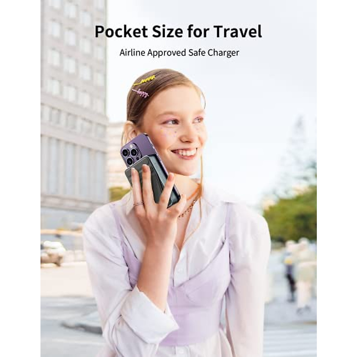 MOMAX Magnetic Power Bank, 10000mAh Magnetic Wireless Power Bank with Stand, 20W PD USB-C Portable Magnetic Charger, Compatible with iPhone MagSafe Battery Pack, for iPhone 14/Max/Pro/Pro Max-Black