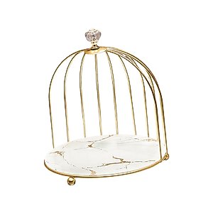 Milageto Cosmetics Iron Storage Rack Birds Cage Dresser Organizer Nordic Jewelry Perfume Lipstick Bathroom Makeup Holder Cake Stand for Bathroom, white gold 1 tier