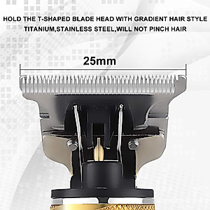 SURKER Electric Pro Li Clippers Barber Accessories Grooming Waterproof Rechargeable Cordless Close Cutting T-Blade Trimmer Hair Clippers for Men(Gold)
